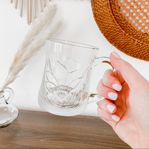Vintage | Kitchen | Vintage Lotus Clear Textured Glass Teacup Mug Boho ...